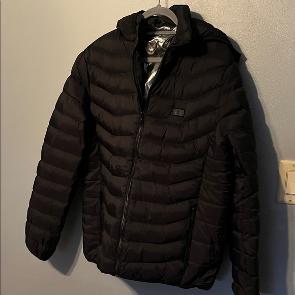 Temu | Jackets & Coats | Mens Heated Black Puffer Jacket | Poshmark
